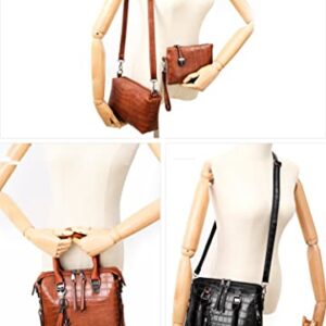 Women Fashion Handbags Wallet Tote Bag Shoulder Bag Top Handle Satchel Purse Set 4pcs (Red)