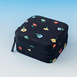 Kate Spade New York Navy Floral Travel Jewelry Case, Small Jewelry Box to Organize Rings, Necklaces, Earrings, Garden Toss