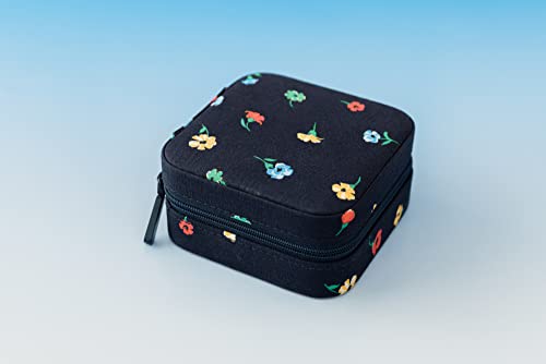 Kate Spade New York Navy Floral Travel Jewelry Case, Small Jewelry Box to Organize Rings, Necklaces, Earrings, Garden Toss