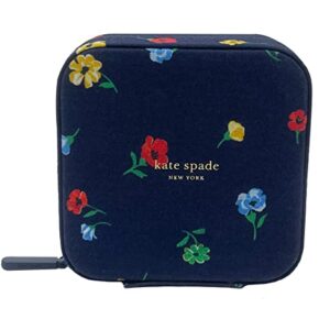 Kate Spade New York Navy Floral Travel Jewelry Case, Small Jewelry Box to Organize Rings, Necklaces, Earrings, Garden Toss