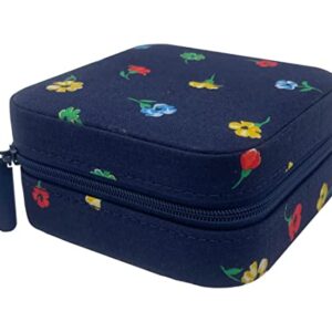 Kate Spade New York Navy Floral Travel Jewelry Case, Small Jewelry Box to Organize Rings, Necklaces, Earrings, Garden Toss