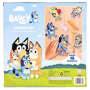 Bluey Window Art Suncatchers Kit for Kids to Paint, Great at-Home Kids Craft Activity or Bluey Birthday Party Idea, Toys for Kids Ages 3, 4, 5, 6