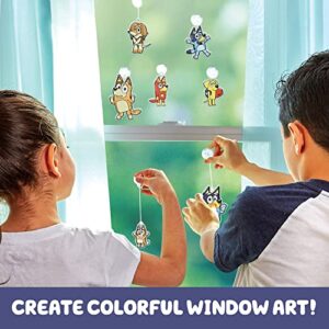 Bluey Window Art Suncatchers Kit for Kids to Paint, Great at-Home Kids Craft Activity or Bluey Birthday Party Idea, Toys for Kids Ages 3, 4, 5, 6