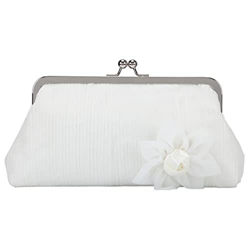 Fawziya Clutches Formal Handbag For Women Evening Satin Purse-White