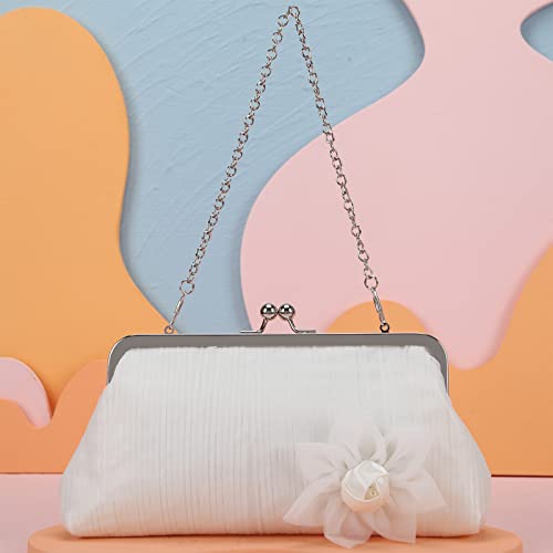 Fawziya Clutches Formal Handbag For Women Evening Satin Purse-White