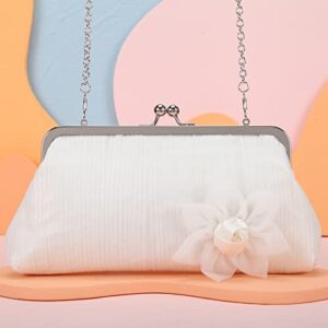 Fawziya Clutches Formal Handbag For Women Evening Satin Purse-White