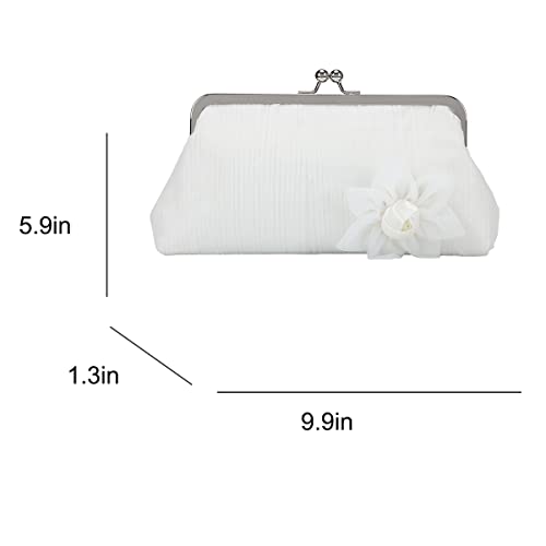 Fawziya Clutches Formal Handbag For Women Evening Satin Purse-White