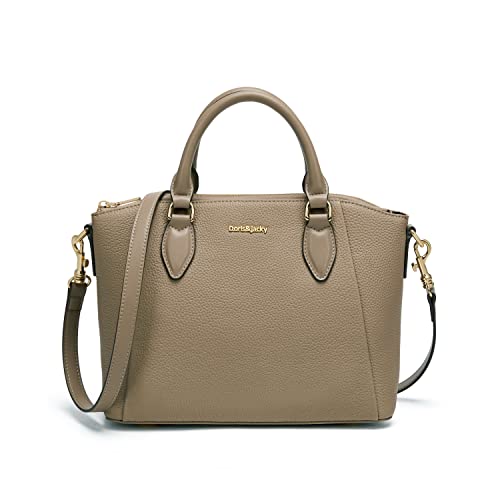 Satchel Handbags For Women Genuine Leather Shoulder Tote Handbags With Adjustable Strap (Grey)