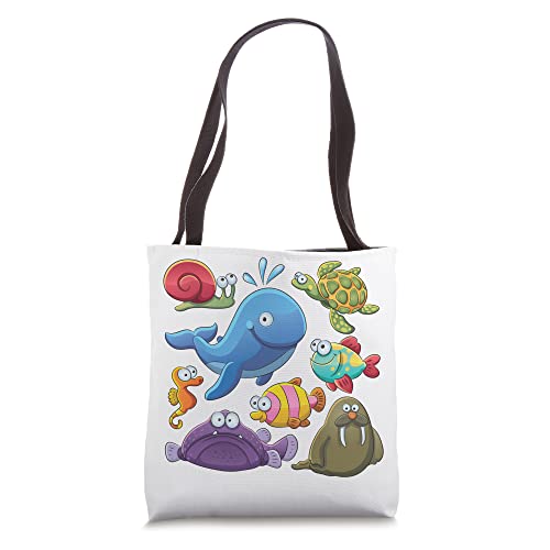 Kids ocean creatures, sea animals girls, fish shirt for girl Tote Bag