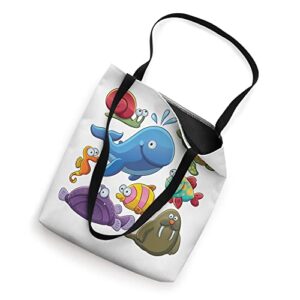 Kids ocean creatures, sea animals girls, fish shirt for girl Tote Bag