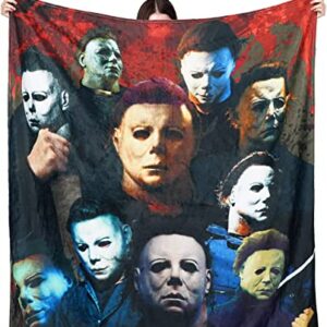 Horror Movie Watching Halloween Throw Blanket Scary Movie Fuzzy Flannel for Couch Sofa or Bed 50inch*60inch