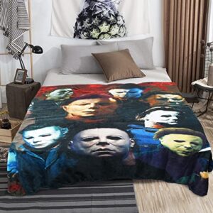 Horror Movie Watching Halloween Throw Blanket Scary Movie Fuzzy Flannel for Couch Sofa or Bed 50inch*60inch