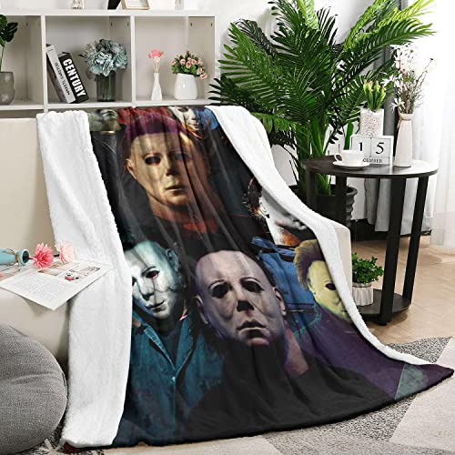 Horror Movie Watching Halloween Throw Blanket Scary Movie Fuzzy Flannel for Couch Sofa or Bed 50inch*60inch