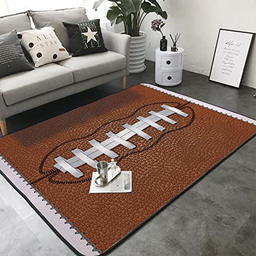 Washable Area Sponge Rug Pad for Kids Girls Bedroom Living Room Sports America Football, Rugby Laces Closeup Background Non-Slip Carpet Super Soft Extra Thick Bathroom Home Indoor Small Floor Rugs