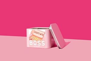 biscuits with the boss candle – soy wax hand poured into pink tin – lasso