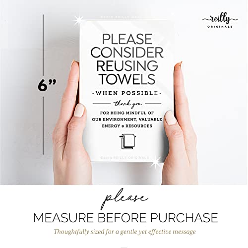 4x6 Inch Please Reuse Towels, Designer Sign ~ Ready to Stick, Lean or Frame