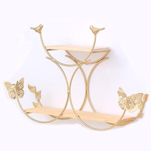 fwhk room decor, wall shelf with lights for home decoration, gold (semicircular butterfly combination)