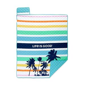 berkshire blanket & life is good outdoor throw | packable water repelling tear resistant camping picnic blanket | stripe| 55″ x 70″