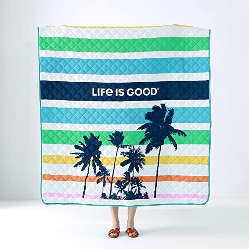 Berkshire Blanket & Life is Good Outdoor Throw | Packable Water Repelling Tear Resistant Camping Picnic Blanket | Stripe| 55" x 70"