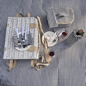 20Pcs Willow Picnic Basket for 2 with Waterproof Blanket/Insulated Cooler/Wine Bag/Cutlery for Camping,Couples,Valentine Day, Wedding Gift