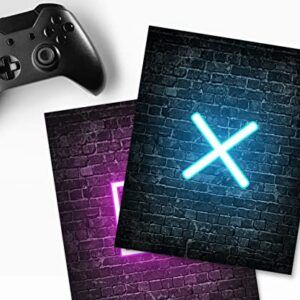 Printed Neon Gaming Posters Set of 6 (8”X10”), Boys Room Decorations for Bedroom, Game Room Decor, Video Game Art Gift, Video Game Print, Video Game Poster, No Frames