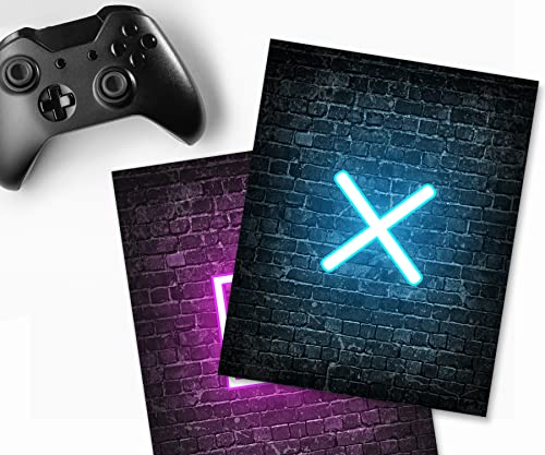 Printed Neon Gaming Posters Set of 6 (8”X10”), Boys Room Decorations for Bedroom, Game Room Decor, Video Game Art Gift, Video Game Print, Video Game Poster, No Frames