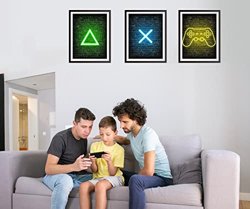 Printed Neon Gaming Posters Set of 6 (8”X10”), Boys Room Decorations for Bedroom, Game Room Decor, Video Game Art Gift, Video Game Print, Video Game Poster, No Frames