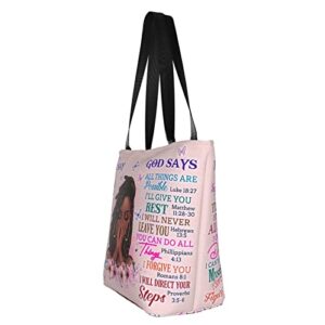 wutkefw African American Tote Bag Shoulder Handbag Black Queen Girl Casual Shoulder Bag For Work Travel Business Beach Shopping School Gift Bag With Zipper