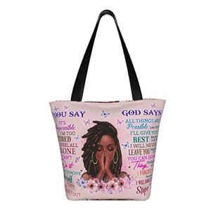 wutkefw African American Tote Bag Shoulder Handbag Black Queen Girl Casual Shoulder Bag For Work Travel Business Beach Shopping School Gift Bag With Zipper