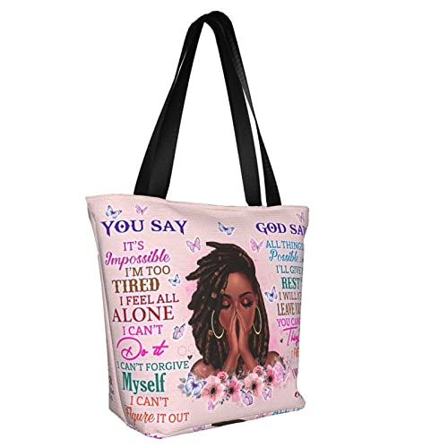 wutkefw African American Tote Bag Shoulder Handbag Black Queen Girl Casual Shoulder Bag For Work Travel Business Beach Shopping School Gift Bag With Zipper