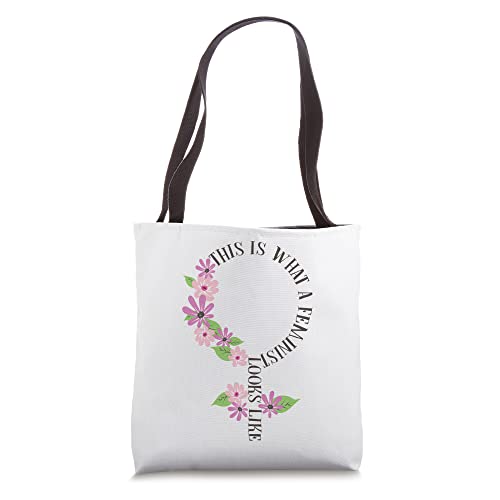 This Is What A Feminist Looks Like Symbol Flower Tote Bag