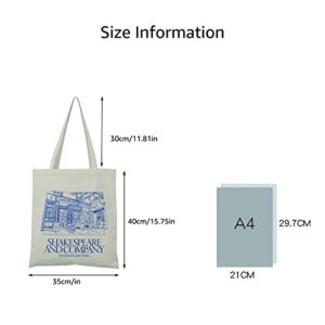 ORMG Canvas Shoulder Hand Bag Tote Bag Paris Bookstore Tote Shoulder Bag Casual Bag Soft Foldaway Travel Bag for Women Girl Student (One Size, Shakespeare)