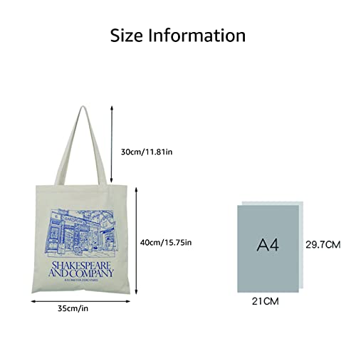 ORMG Canvas Shoulder Hand Bag Tote Bag Paris Bookstore Tote Shoulder Bag Casual Bag Soft Foldaway Travel Bag for Women Girl Student (One Size, Shakespeare)