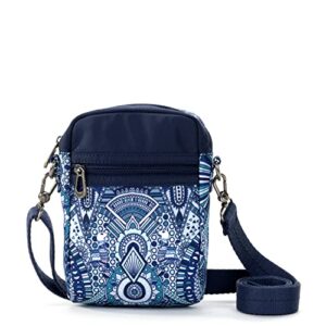 sakroots womens on the go smartphone mini crossbody, navy wanderlust, one size us