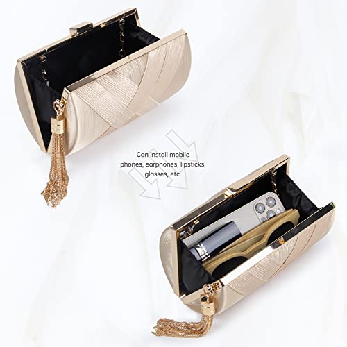 Lanpet Women's Evening Clutch Bags Silk Satin Party Handbags Bridal Wedding Purses with Tassel Pendant