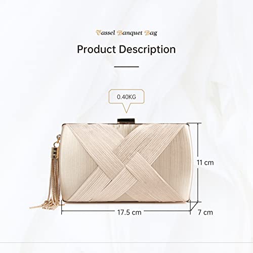 Lanpet Women's Evening Clutch Bags Silk Satin Party Handbags Bridal Wedding Purses with Tassel Pendant