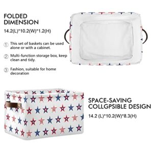 American Stars Storage Basket, 4 of July Large Storage Bin Fabric Collapsible Organizer Bag with Handles 15x11x9.5 inch