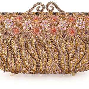 MOSSMON Flower Crystal Evening Clutch Bag Elegant Bride Wedding Party Purse for Women