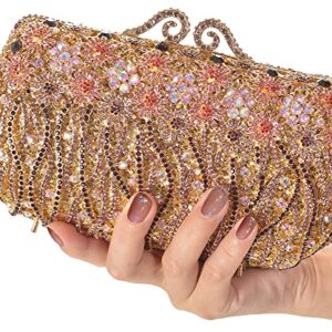 MOSSMON Flower Crystal Evening Clutch Bag Elegant Bride Wedding Party Purse for Women