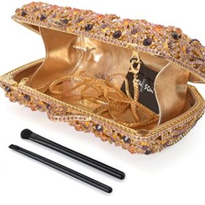 MOSSMON Flower Crystal Evening Clutch Bag Elegant Bride Wedding Party Purse for Women