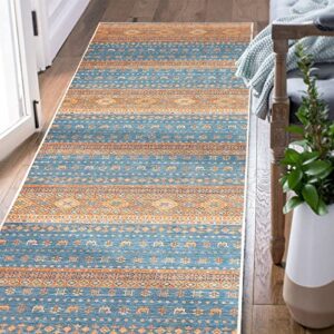 jinchan area rug 2×7 runner rug hallway gabbeh rug vintage floor cover persian rug foldable thin rug navy blue floral print carpet indoor carpet for bedroom kitchen bathroom living room dining room