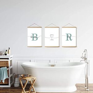 Set Of 3 Wall Art Decor, Custom Couples Sign Initials Name and Date Print Pictures Unframed, Wall Decorations for Home Living Room Master Bedroom Bathroom, Above Bed Artwork, Engagement & Wedding Gifts (Multiple Size)