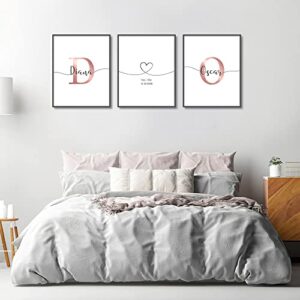 Set Of 3 Wall Art Decor, Custom Couples Sign Initials Name and Date Print Pictures Unframed, Wall Decorations for Home Living Room Master Bedroom Bathroom, Above Bed Artwork, Engagement & Wedding Gifts (Multiple Size)