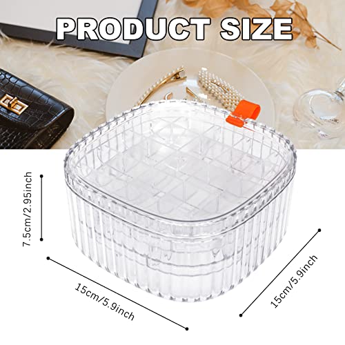 Unaone Jewelry Organizer Box, Acrylic Earring Organizer Jewelry Box with Compartment Tray, Clear Display Storage Box for Rings Bracelet Necklaces, 3 Layer Travel Jewelry Case Gift for Women Girls