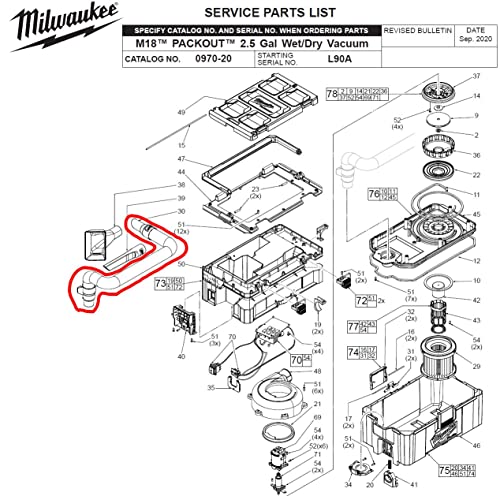 Milwaukee 14-37-0016 Hose Assembly for 0970-20 PACKOUT Vacuum