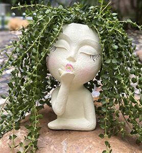 face flower pot succulent planter unique resin head planter funny cute covering nose face planters pot outdoor indoor garden courtyard lawn bathroom decoration