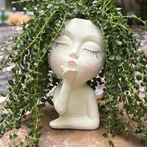 Face Flower Pot Succulent Planter Unique Resin Head Planter Funny Cute Covering Nose Face Planters Pot Outdoor Indoor Garden Courtyard Lawn Bathroom Decoration