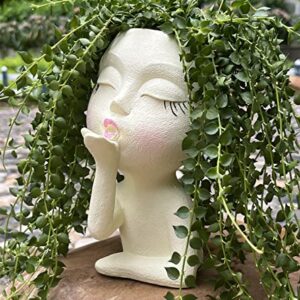 Face Flower Pot Succulent Planter Unique Resin Head Planter Funny Cute Covering Nose Face Planters Pot Outdoor Indoor Garden Courtyard Lawn Bathroom Decoration