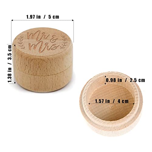 Mr and Mrs Engraved Rustic Vintage Wood Engagement Jewelry Storage Ring Box, Wooden Ring Holder for Girlfriend Wife fiancee Couple Lover Wedding Anniversary Ceremony Valentines Day Gift