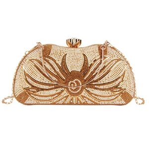 felice ann mini flower rhinestone studded metal top-handle bag evening clutch chain strap cross body shoulder bag